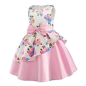 AIMJCHLD Flower Girls Dresses Toddler Baby Birthday Halloween Day Easter Pageant Tea Floral Dress Size 2T 3T (Pink,100)