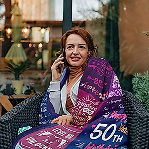 50th Birthday Gifts For Women 50"x60" Blanket, 50th Birthday Gift Ideas, 50 Birthday Gifts For Women, 50 Year Old Gifts For Women, 50th Birthday Decorations Women, 50th Bday Gifts Women Throw Blankets