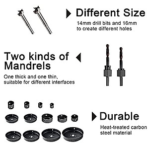 Hole Saw Set, 23Pcs Hole Saw Kit with 13Pcs Saw Blades, General Purpose 3/4" to 5" (19mm-127mm) Hole Saw, Mandrels, Hex Key with Storage Box, Ideal for Soft Wood, PVC Board
