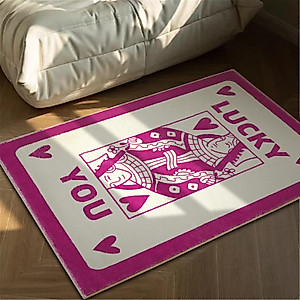 RoomTalks Cute Pink Small Bedroom Rugs Aesthetic Modern Y2K Preppy Dorm College Rug, Ultra Thin Indoor Doormat, 2x3 Small Area Rugs Non Slip Washable, Retro Funky Throw Rugs for Bathroom Living Room