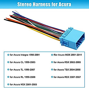 Fiegromech Car Radio Wire Harness Adapter Replacement for Select Honda and Acura Stereo Wiring Harness Cable