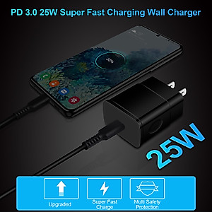 Super Fast Samsung Charger for Galaxy S24/S23/S22/S21/S20 FE/S23 Ultra/S23 Plus/S22 Ultra/A15/A14 5G/A54/A53/A23/A13/A12/A32/Z Flip 5 4 3, 25W USB C Wall Charger 6ft Android Charger Type C to C Cable