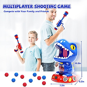 EagleStone Movable Dinosaur Toys for Kids 5-7, Spaying & Auto Scoring, Dino Shooting Target Game with 2 Pump Guns, 48 Foam Balls, Sound, Fun Gift for Boys & Girls, Party Favor