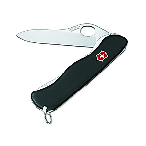 Victorinox Swiss Army One-Hand Sentinel Non-Serrated Pocket Knife, Black, 111mm (0.8413.M3-X2)