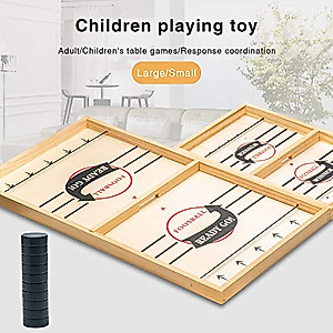 PUBGAMER Sling Fast Puck Table Game Paced Puck Winner Wood Board Sport Toys (Small Size Suitable for Kids Child & Family), Come with Spare Piece and Spring Rope
