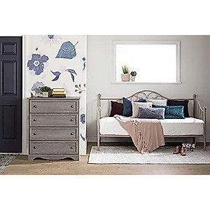 South Shore Savannah Twin Metal Daybed (39"), Pink Blush