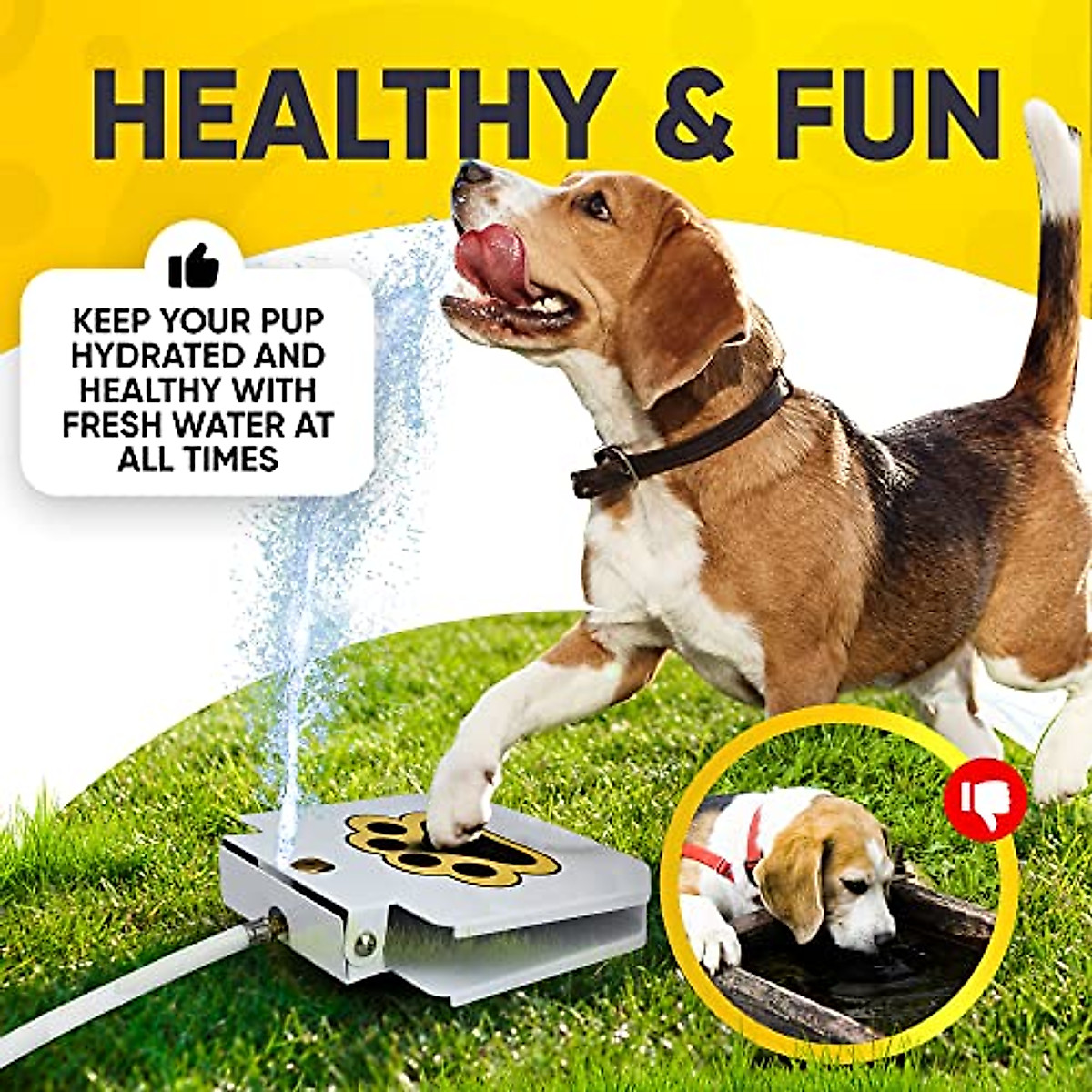 Dog Outdoor Dog Drinking Water Fountain Step On, Easy Paw Activated Drinking Pet Dispenser, Provides Fresh Water, Sturdy, Easy to Use by Trio Gato