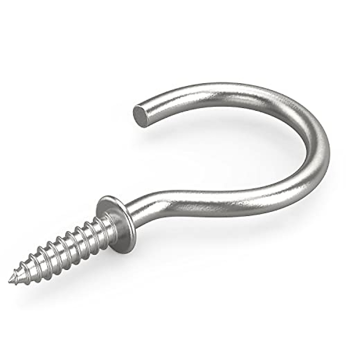 Hulless 1 Inch Metal Cup Hooks Ceiling Screw Hooks 120 Pcs for Attachment and Suspension, Silver