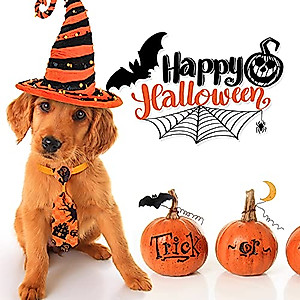 30 Pieces Fall Halloween Pet Tie Set Pumpkin Maple Leaf Dog Neckties Thanksgiving Turkey Cat Dog Bow Tie with Adjustable Collar for Pets Dogs Cats Fall Thanksgiving Halloween Party Supplies