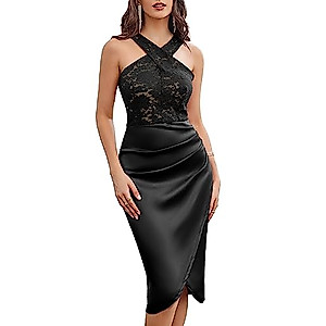 Semi Formal Dress for Women Lace Party Dress for Wedding Guest Black Size 12