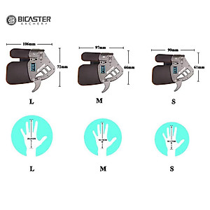 BICASTER Archery Finger Tabs Horween Cordovan Leather + Aluminum Finger Guards for Recurve Bows (Silver Grey, Medium)