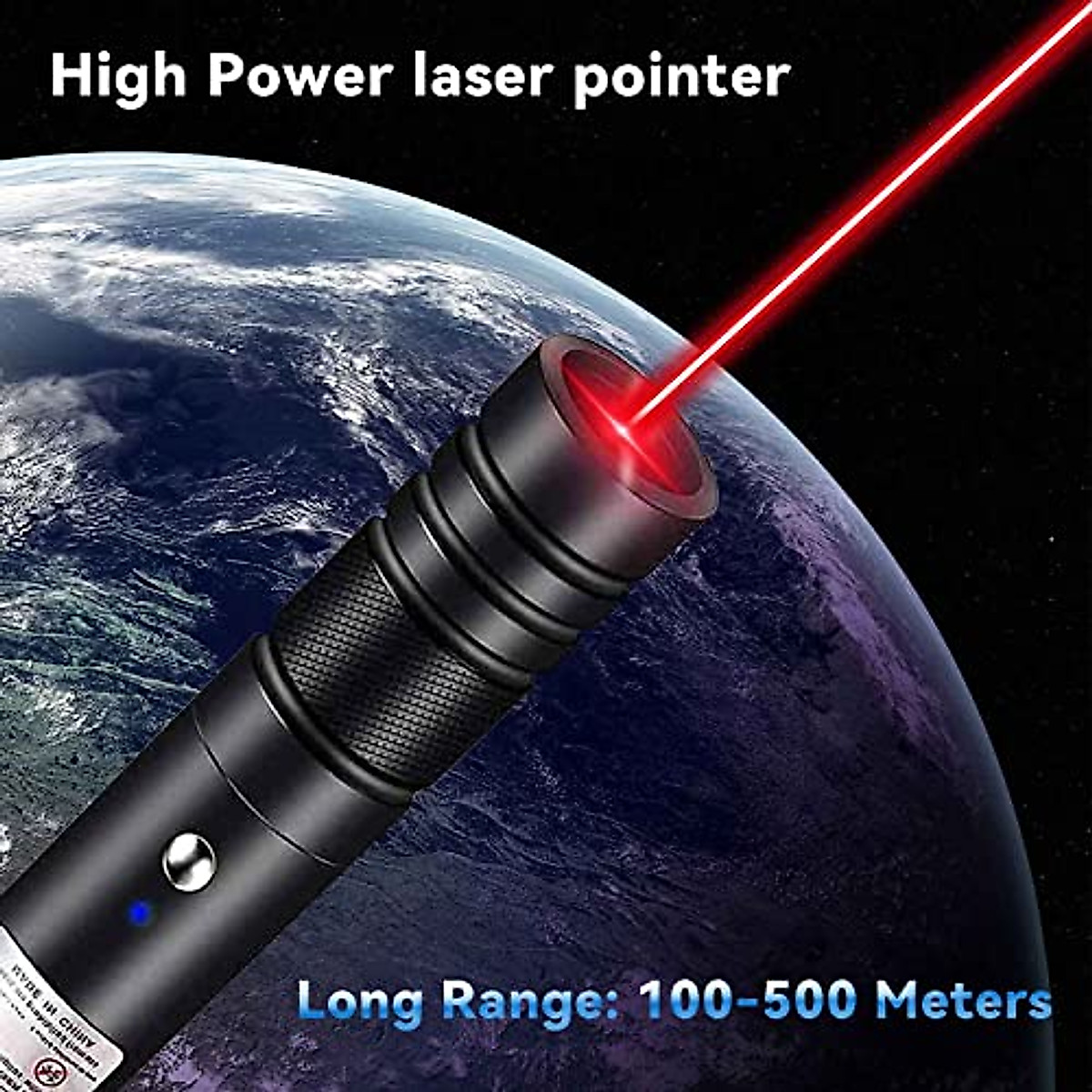 IVVTRYI Red Beam High Power Laser Pointer with USB Charging (Black), 2200 Meters Range for Night Astronomy, Outdoor Camping, Hunting and Hiking