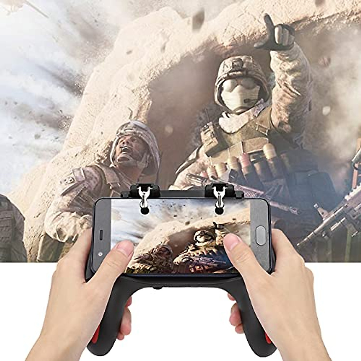 Smartphone Gamepad, Ergonomic Handlle Gamepad for Smartphone Fast Heat Dissipation Dual Cooling Fans for 4.7-6.5inch Phones