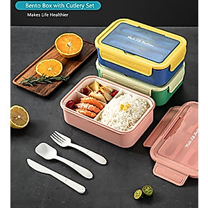 Gere Bento Box,1400 ML, Lunch Box With Spoon & Fork, Comes with Insulated Lunch Bags - Durable Perfect Size for On-the-Go Meal, Microwave Dishwasher Safe (Blue)