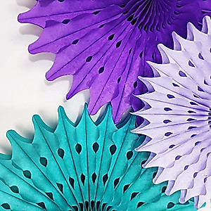 Teal Purple Birthday Decorations Mermaid /Wonderland Frozen Party Decorations/Mermaid Party Decorations /Under The Sea Party Supplies Teal Purple Tissue Paper Fan /Frozen Baby Shower Decorations