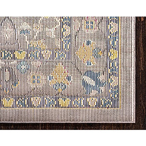 Unique Loom Medici Collection Floral Traditional Vibrant Colors Gray Area Rug (9' 0 x 12' 0)
