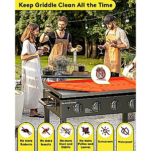 CLLIS 36 inch Griddle Mat for Blackstone, Blackstone Griddle Cover with Handle, Food Grade Silicone Mat Flat Top Grill Accessories, 36" Protective Mat Protect Griddle from Dirt & Rust for Outdoor BBQ