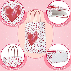 ECOHOLA Cupids Bow Kraft Paper Gift Bags with handles for Valentine's Day, Weddings, School Classrooms Exchange Party Pack of 24 Pieces, 9"x6.3"x3.2"