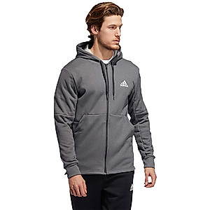 adidas mens Game & Go Full-Zip Hoodie Grey/Grey/White Small