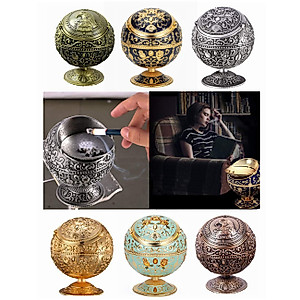 Smoking Ashtray with Lid Metal Portable Cigarette Ashtray for Outdoors and Indoors Using Classic Gift for Lady and Gentlemen(Light Jade Green)