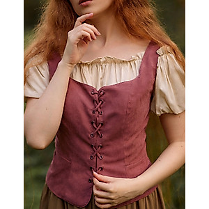 Scarlet Darkness Womens Renaissance Costume Vest Victorian Steampunk Waistcoat Wine L