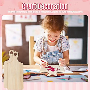 6 Pieces Mini Wooden Cutting Boards with Handle Wooden Paddle Chopping Board Unfinished Wood Boards for Home Kitchen Cooking Decor DIY Craft (Rectangle,11.8 x 5.1 Inch)