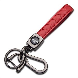 TANGSEN Red Leather Keychain Handmade Wrist Strap Fingerprint Resistant