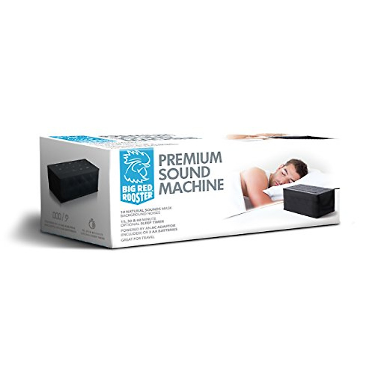 Big Red Rooster White Noise Machine - Sound Machine For Sleeping & Relaxation - 10 Natural and Soothing Sounds - Plug In Or Battery Powered - Portable Sleep Sound Therapy for Home, Office or Travel