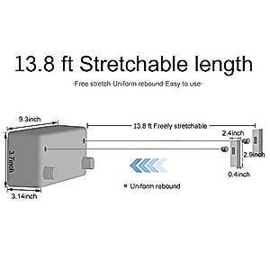 Danpoo Retractable Clothesline, 13.8 Ft Stainless Steel Double Clothes line retracting Indoor, Heavy Duty Retractable Laundry Line Wall Mounted, White
