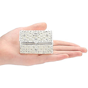 ELLDOO Crystal Jewelry Trinket Box Rectangle Small Box Earring Ring Case Necklace Organzier Storage Box Wedding Brithday Gift