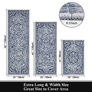 Ileading BohoRugs Sets 3 Piece with Runner Floral Carpet Farmhouse Mats Non Skid Washable for Kitchen Floor Office Sink Laundry
