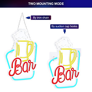 FITNATE Neon Bar Sign, Beer Neon Sign for Wall Decor, Brightness Adjustable LED Neon Light Sign USB Powered Decorative Bar Sign for Home Bar Wall Party Decor