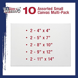 U.S. Art Supply Professional Quality Stretched Canvas, Pack of 5 Rectangular Sizes, 1 Each 5x7, 8x10, 11x14, 14x18, 18x24 Inches - 12-Ounce Primed, 3/4", 100% Cotton - Painting, Acrylic Pouring, Oil