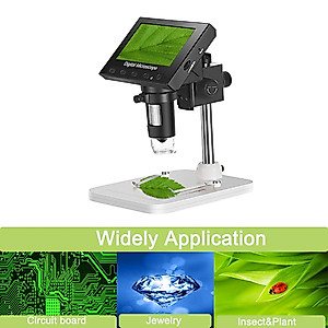 4.3 inch LCD Digital Microscope USB Microscope with 1000X Magnification, Adjustable LED Lights, Camera Video Recorder for Circuit Boards, Study, Jewelry Identification, Insect and Plant Observation