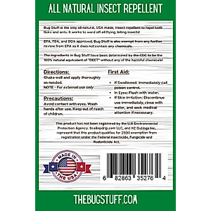 Bug Stuff All Natural Bug Spray | Keeps All Flying & Biting Insects Away | Bug Spray for Children & Pets | Made from 100% Organic Ingredients | 4 FL OZ Spray Bottle