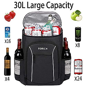 FORICH Cooler Backpack Portable Soft Backpack Coolers Insulated Leak Proof Large Cooler Bag for Men Women to Work Lunch Travel Beach Camping Hiking Picnic Beer Bottle Backpack, 30 Can (X - Black)