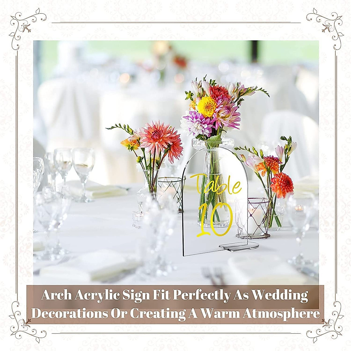 CheeseandU Clear Arch Acrylic Sign Acrylic Place Cards with Stand 10 Pack DIY Arch Table Numbers Card Blank Wedding Invitation Seating Cards for Wedding Table Photos Office Menu Meeting Events Parties