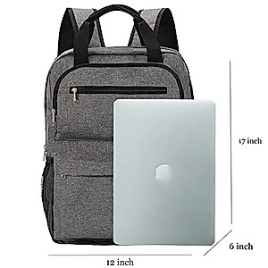 School Laptop Backpack for Women Men with Usb Charger Port Teacher Students bookbags Travel Work Computer 15.6 inch Backpacks for College Teen Boys Girls-Grey