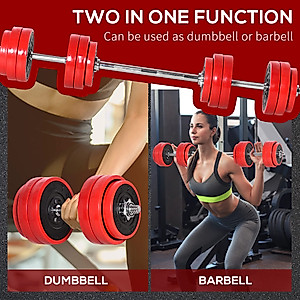 Soozier Adjustable Dumbbell Set, 66lbs Convertible to Barbell Weight Set for Home Gym Women and Men Weight Lifting Training