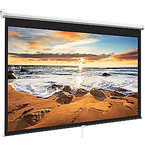 Projector Screen 100 Inch 16:9 - Auto-Locking Portable Projection Screen for 4K 3D 1080P HD - Manual Projector Screen Pull Down for Indoor Outdoor Home Theater Office Movies by PERLESMITH