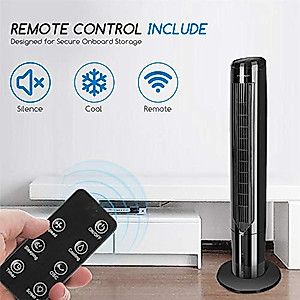 Aigostar Cooling Tower Fan with Remote Oscillating Quiet Bladeless Evaporative Air Cooler Humidifier for Room, Water Tank, LED Display, 1-9H Timer, 40", Black