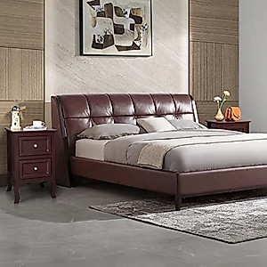 Royard Oaktree Upgraded Set of 2 Wooden Side Table with 2 Drawers Farmhouse Bedside Table with Storage for Bedroom Living Room,Brown