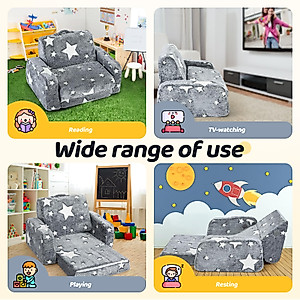 YHUAIMANG 3 in 1 Foldable Toddler Couch,Convertible Sofa to Lounger for Kids,Glow in The Dark Fold Out Couch Toddler Sofa