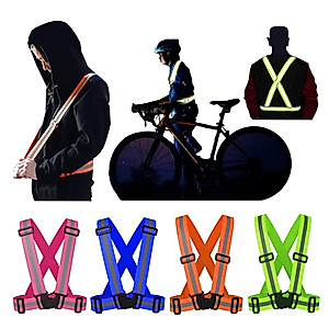 Comidox Reflective Vest with Hi Vis Bands, Fully Adjustable & Multi-Purpose: Running, Cycling, Motorcycle Safety, Dog Walking - High Visibility Pink 1PCS