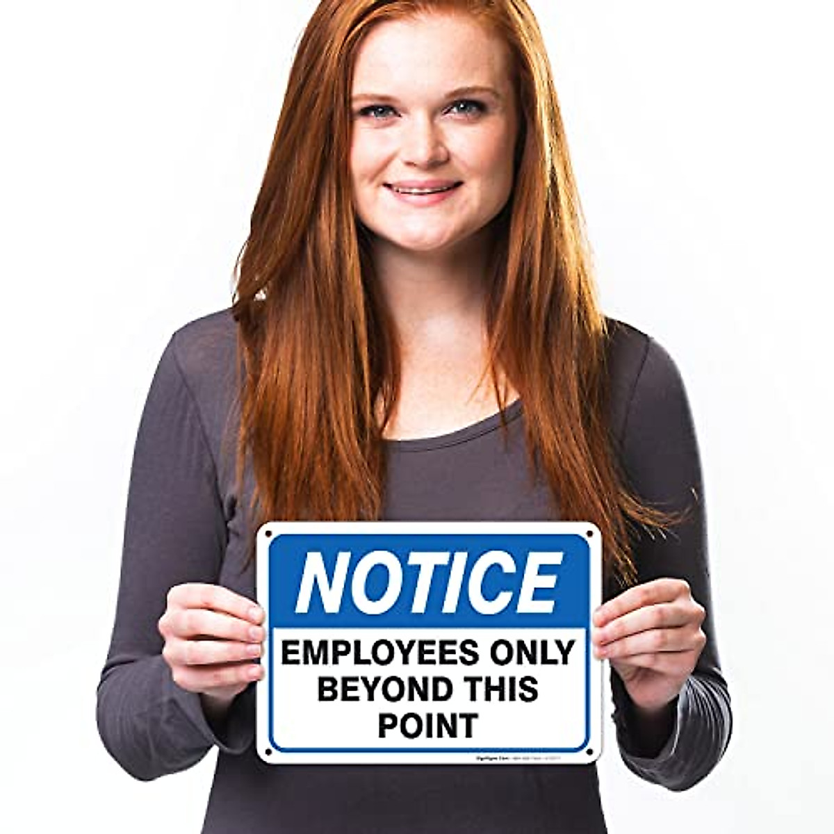 Notice Employees Only Beyond This Point Sign, 10x7 Inches, Rust Free .040 Aluminum, Fade Resistant, Made in USA by Sigo Signs