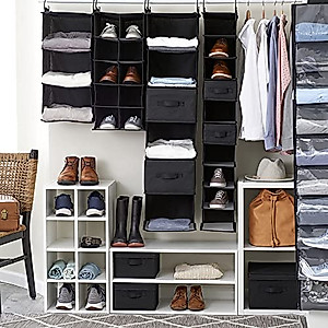 Household Essentials 20-Pocket Closet Hooks Hanging Shoe Organizer, Black