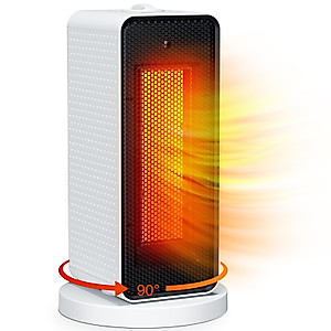 Qoosea Space Heaters for Indoor Use Electric Oscillation Portable Electric Space Heater Ceramic Heater with Thermostat Fast Heating Ultra Quiet Small Space Heater for Office Home Room White