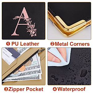 FIODAY Server Book, Alphabet Server Books for Waitress Leather Waitess Book with Zipper Pocket Serving Book with Gift Keychain Cute Server Check Book Fits Server Apron,A