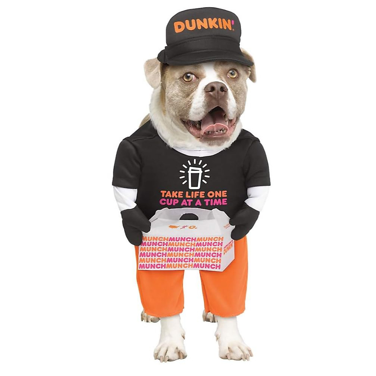 Spirit Halloween Dunkin' Costume Doughnuts Delivery Barista (X-Large (45-75lbs), Dunkin Pet)