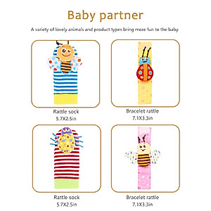 Wrist Rattle Foot Finder Sock for 0-36 Months Baby Boys and Girls, Newborn Baby Soft Hand & Feet Rattle 0-3 Years, Arm Leg Babies Development Toys for Infant Bebe (MBR-4 PCS)
